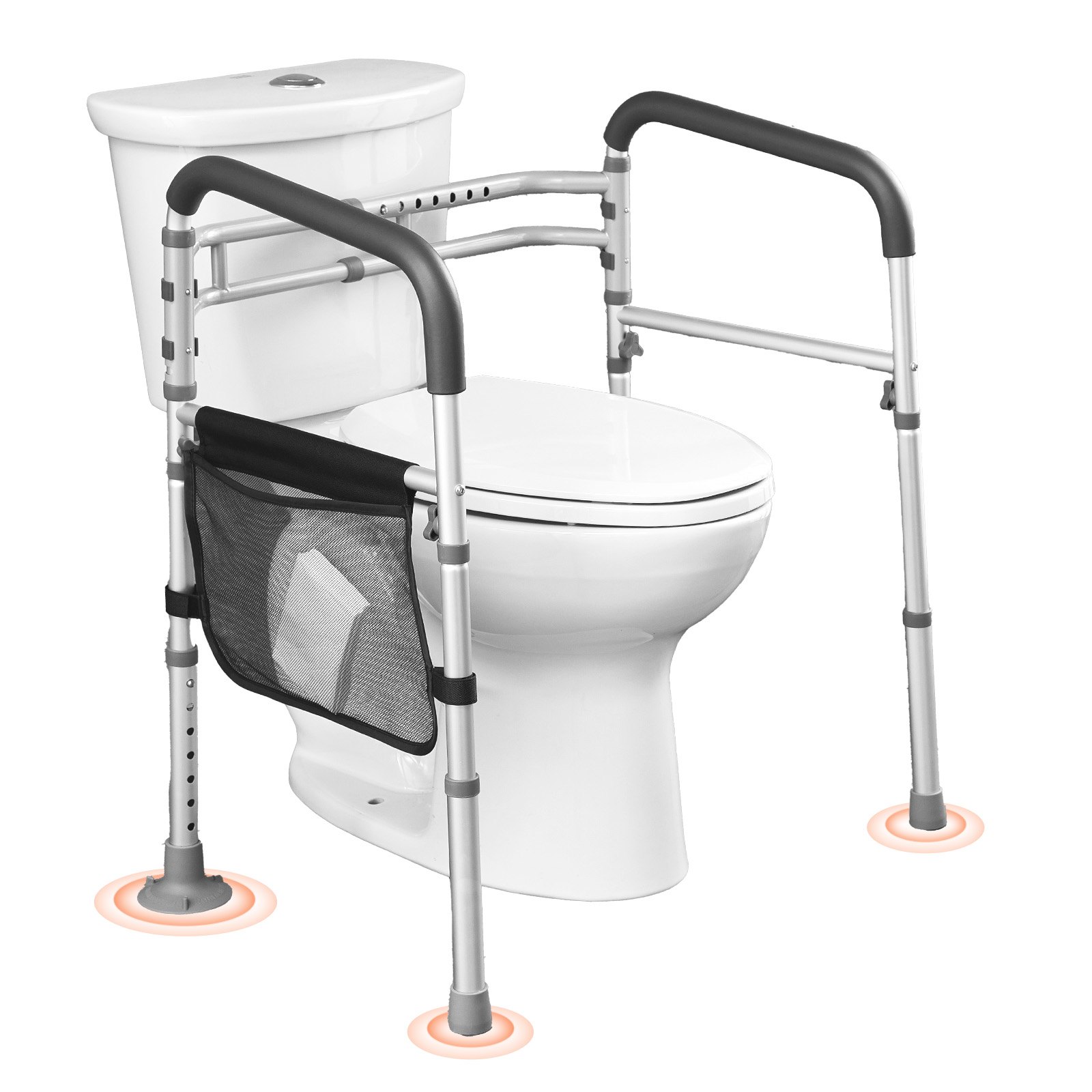 Foldable Toilet Safety Rail Toilet Rail with Non-Slip Handles - FunAbility